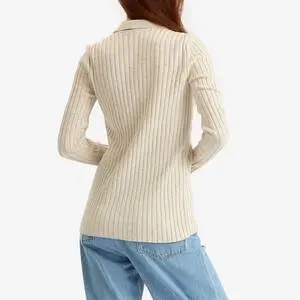 Auralee Rib Knit Shirt Cardigan - Top Ivory Beige | Editorialist